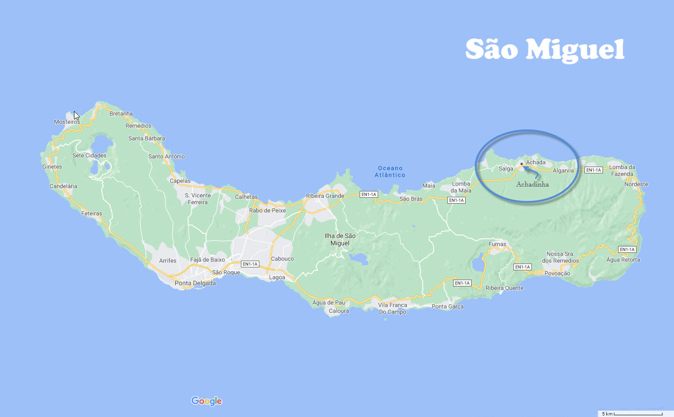 Achadinha - Mapa São Miguel - Rute Norte